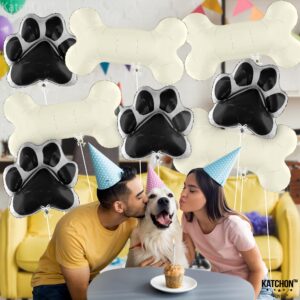 KatchOn, Black Dog Bone Balloon - 29 Inch, Pack of 8 | Dog Balloons for Birthday Party, Paw Print Balloons | Dog Party Decorations, Paw Balloons | Paw Party Balloons, Lets Pawty Birthday Decorations