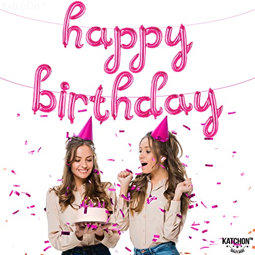 KatchOn, Pink Happy Birthday Balloon Banner - 16 Inch | Happy Birthday Balloons Letters, Hot Pink Birthday Decorations | Hot Pink Happy Birthday Banner, Pink Party Decorations | Pink Birthday Banner