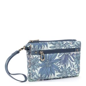 Sakroots Corin Smartphone Flap Crossbody in Eco-Twill, Denim Flower Garden