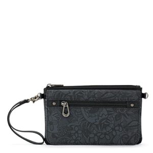 sakroots corin smartphone flap crossbody in eco-twill, black spirit desert