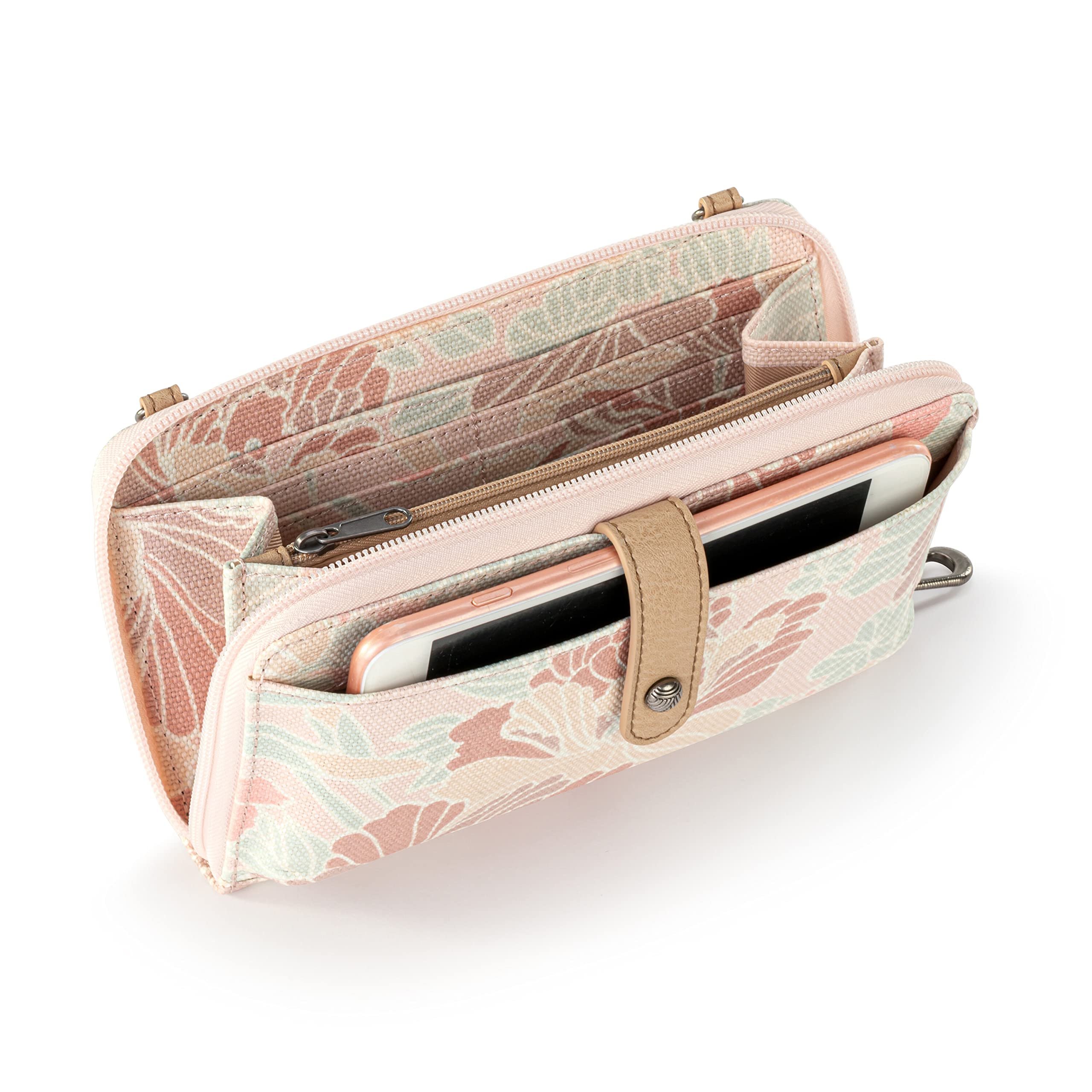 Sakroots Large Smartphone Crossbody, Petal Pink Flower Blossom