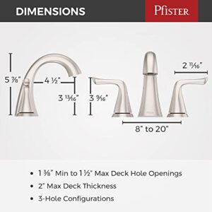 Pfister Willa Bathroom Sink Faucet, 8-Inch Widespread, 2-Handle, 3-Hole, Spot Defense Brushed Nickel Finish, LF049MALGS