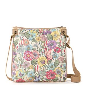 Sakroots Women's Artist Circle Flat Crossbody, Pinkberry in Bloom