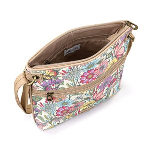 Sakroots Women's Artist Circle Flat Crossbody, Pinkberry in Bloom