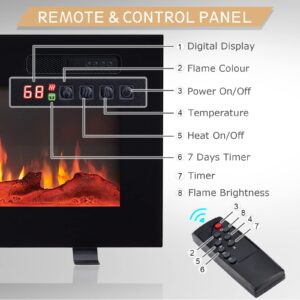 Efiretric® Grace 36" W 3 in 1 Electric Fireplace (EF449), Freestanding, Wall Mounted, Recessed, 9 Colors Flame Effect, TV Media Wall, Heater 750W/1500W, Remote Control