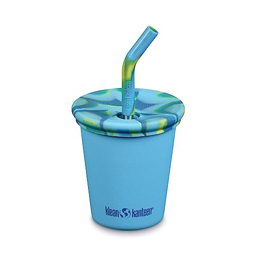 Klean Kanteen Kid Cup 10oz Stainless Steel Cup with Spill-Poof Straw Lid - Hawaiian Ocean