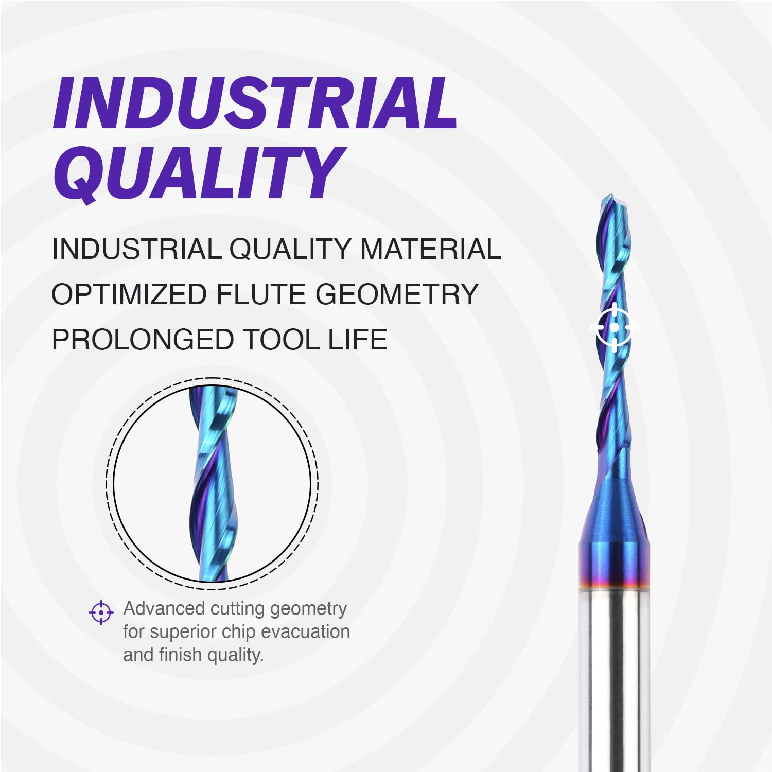 ZahyoX Upcut Spiral CNC Bit, Nano Coated Solid Carbide Straight Router Bit, 1/8" Cutting Dia, 1/4" Shank, 7/8" Cutting Length, 2-1/2" Overall Length, CNC Router Bits, CNC End Mill