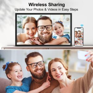 21.5"-WiFi-Picture-Frame Large Digital Photo Frame - 32GB, 1920x1080 IPS FHD 1080P, Auto Rotate, Share Photo Video via App Email, Wall Mounted, Free Cloud Storage, Gift for Grandparents Father Mother