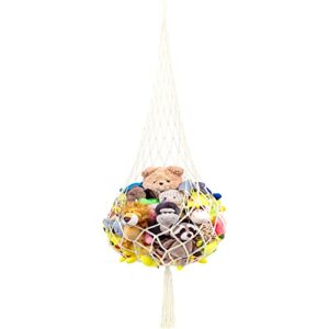 stuffed animal net or hammock, toy net for stuffed animals, stuffed animal holder with hooks, large hammock for stuffed animals, hanging corner stuffed animal organizer for kids bedroom playroom white