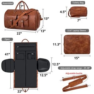 Garment Bag for Travel, Convertible Carry on Garment Duffel Bag for Men 3Pcs Weekender Bag 2 in 1 Hanging Suitcase Suit Bag