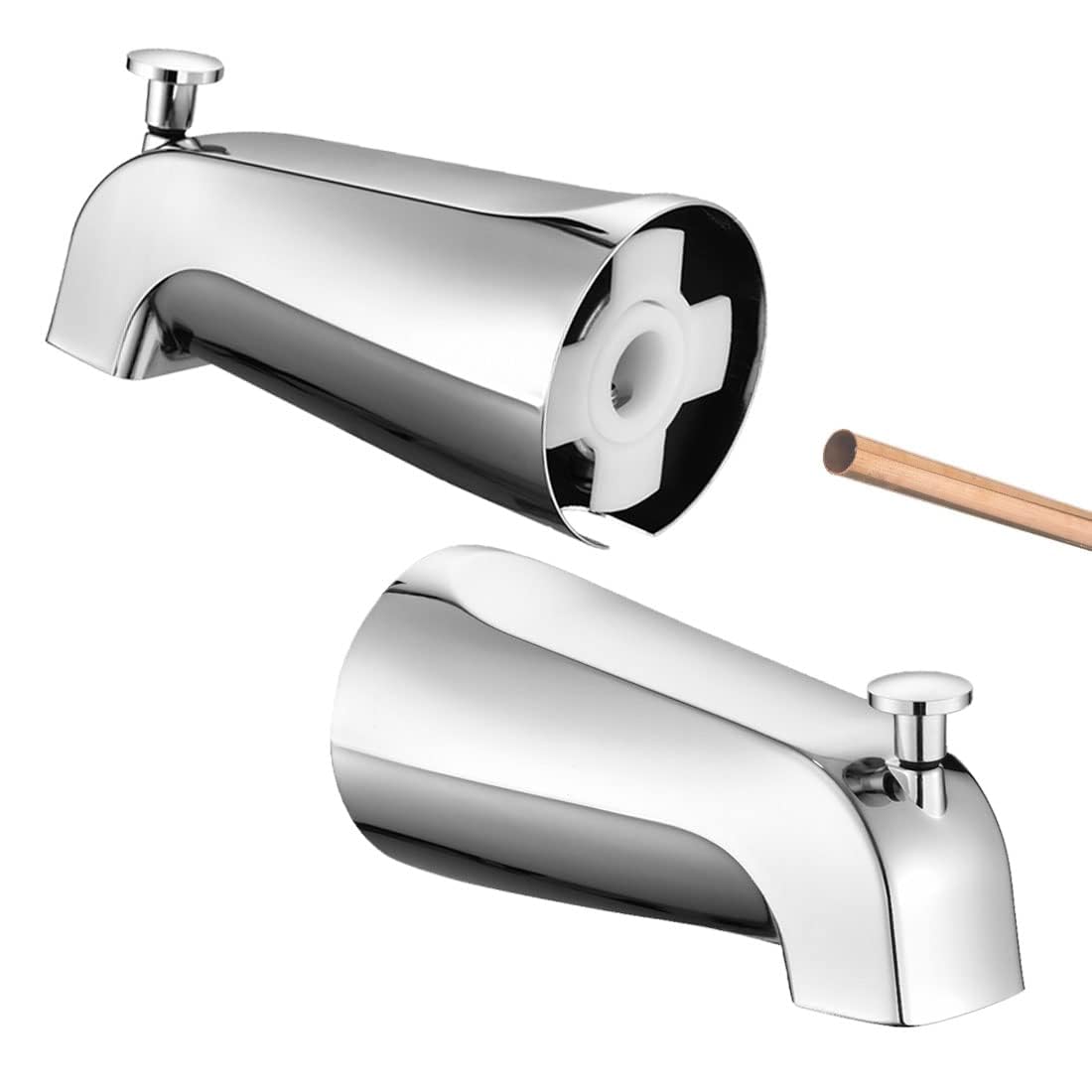 SIIKEYE Bathtub Tub Faucet Spout with Diverter for Slip-FIT Copper Pipe Connections, Chrome