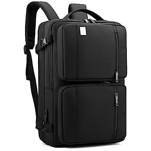 AGUI'S SUMMER Carry on Backpack, Travel Backpack for Men Women,Expandable Large Computer Daypack Business Suitcase Backpacks 35L Black with USB Charging Port