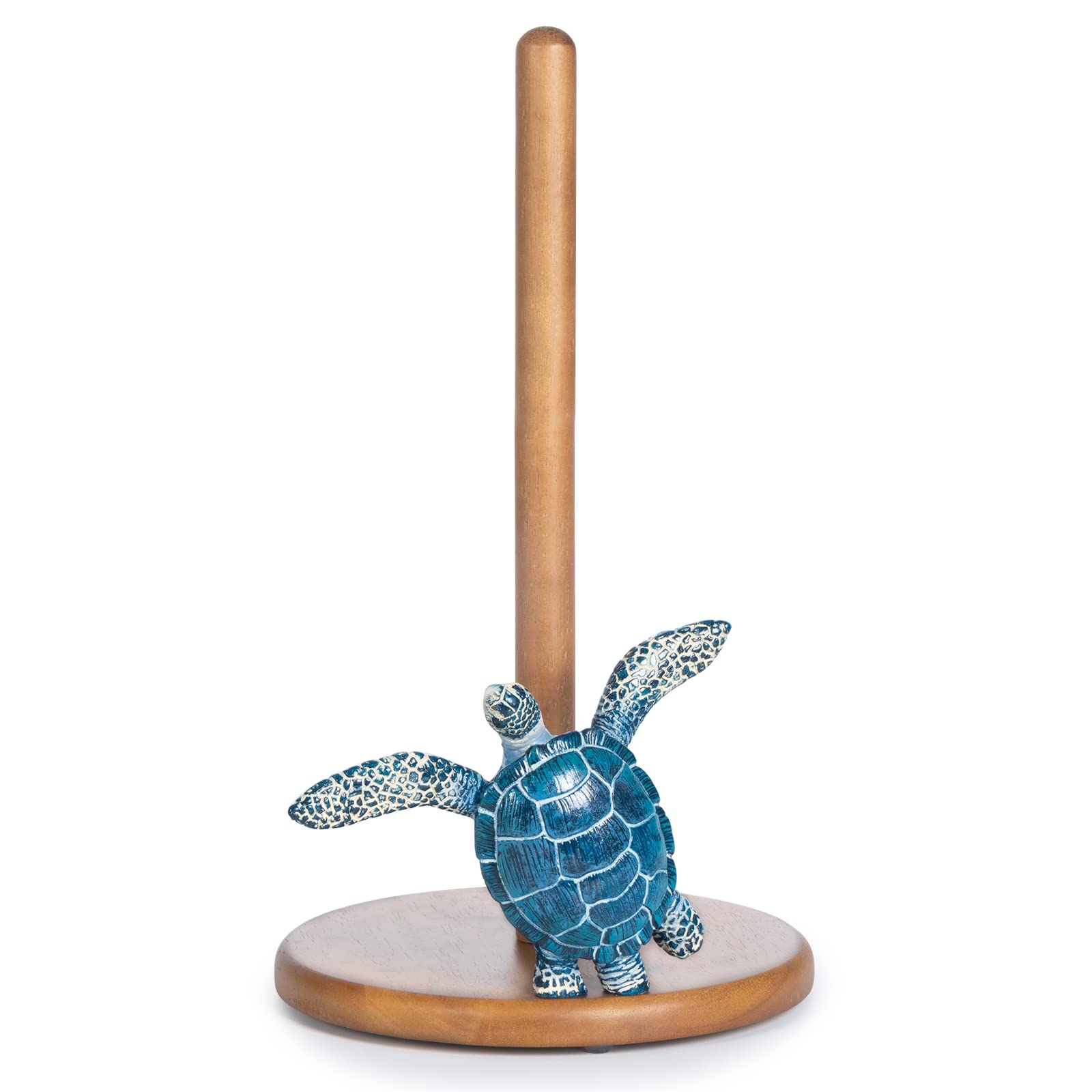 Turtle Paper Towel Holder - Unique Paper Towel Holder Stand Cute Sea Turtle Ocean Decor Gift Beach House Decor Wooden Counter Kitchen Towel Holder, Coastal Decor for Home, Sea Turtle Gifts for Women