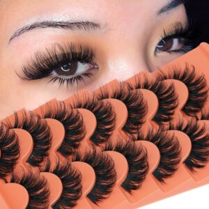 false eyelashes natural lashes faux mink 18mm wispy eyelashes c curl soft fake eye lashes pack 7 pairs by toochunag