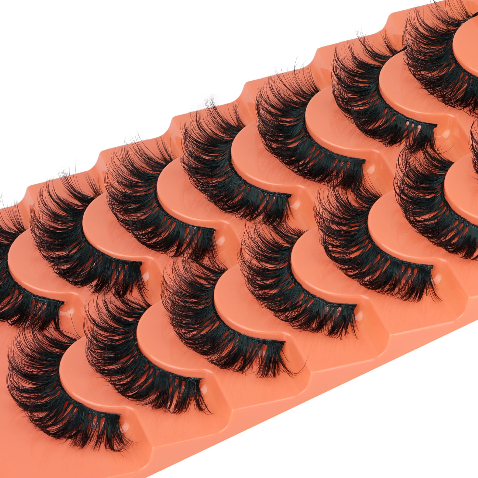 False Eyelashes Natural Lashes Faux Mink 18mm Wispy Eyelashes C Curl Soft Fake Eye Lashes Pack 7 Pairs by TOOCHUNAG