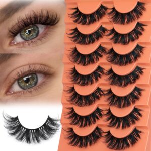 False Eyelashes Natural Lashes Faux Mink 18mm Wispy Eyelashes C Curl Soft Fake Eye Lashes Pack 7 Pairs by TOOCHUNAG