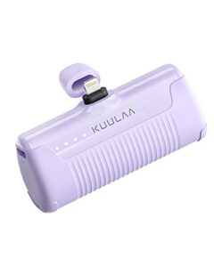 kuulaa portable phone charger portable charger iphone 4500mah mini power bank for iphone cute battery pack backup charger travel compatible with iphone 14/13/12/11/xs/xr/airpods (purple)