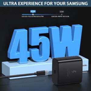 S22 S23 Ultra Charger,2023 New 45W Samsung Super Fast Charger Type C USB C Wall Charger for Samsung Galaxy S23 Ultra/S23/S23+/S22 Ultra/S22+/S21/S20/Note 20/Note 10+, Galaxy Tab & 6ft C to C Cable