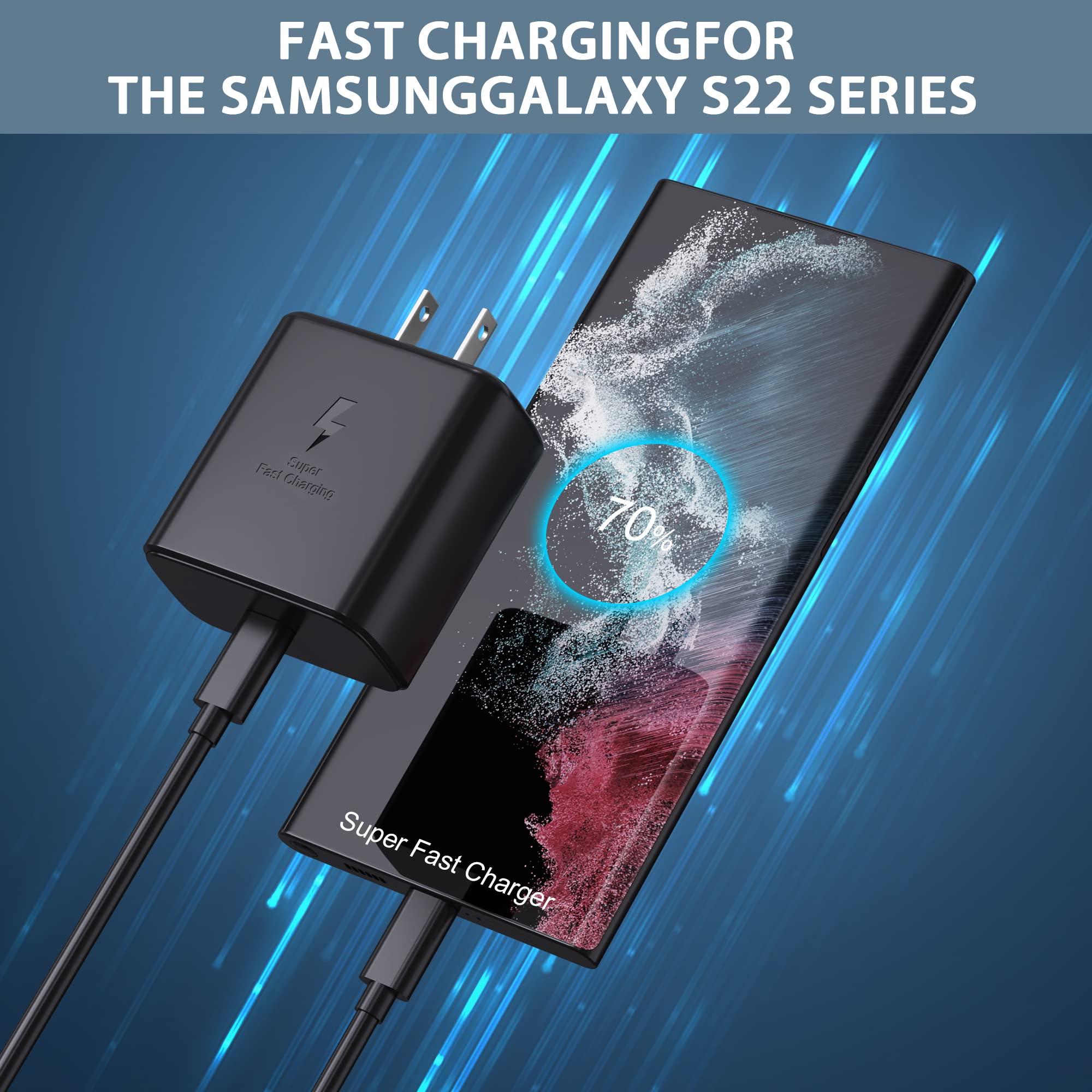 S22 S23 Ultra Charger,2023 New 45W Samsung Super Fast Charger Type C USB C Wall Charger for Samsung Galaxy S23 Ultra/S23/S23+/S22 Ultra/S22+/S21/S20/Note 20/Note 10+, Galaxy Tab & 6ft C to C Cable