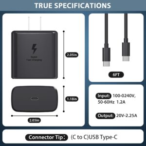 S22 S23 Ultra Charger,2023 New 45W Samsung Super Fast Charger Type C USB C Wall Charger for Samsung Galaxy S23 Ultra/S23/S23+/S22 Ultra/S22+/S21/S20/Note 20/Note 10+, Galaxy Tab & 6ft C to C Cable