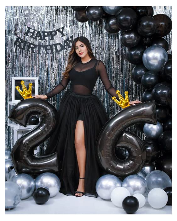 Number 7 Balloon 40 in, Black Seven Birthday Decorations, 7th Balloon Number,Wednesday Addams Party Decorations, 7 70 Year Old Balloon