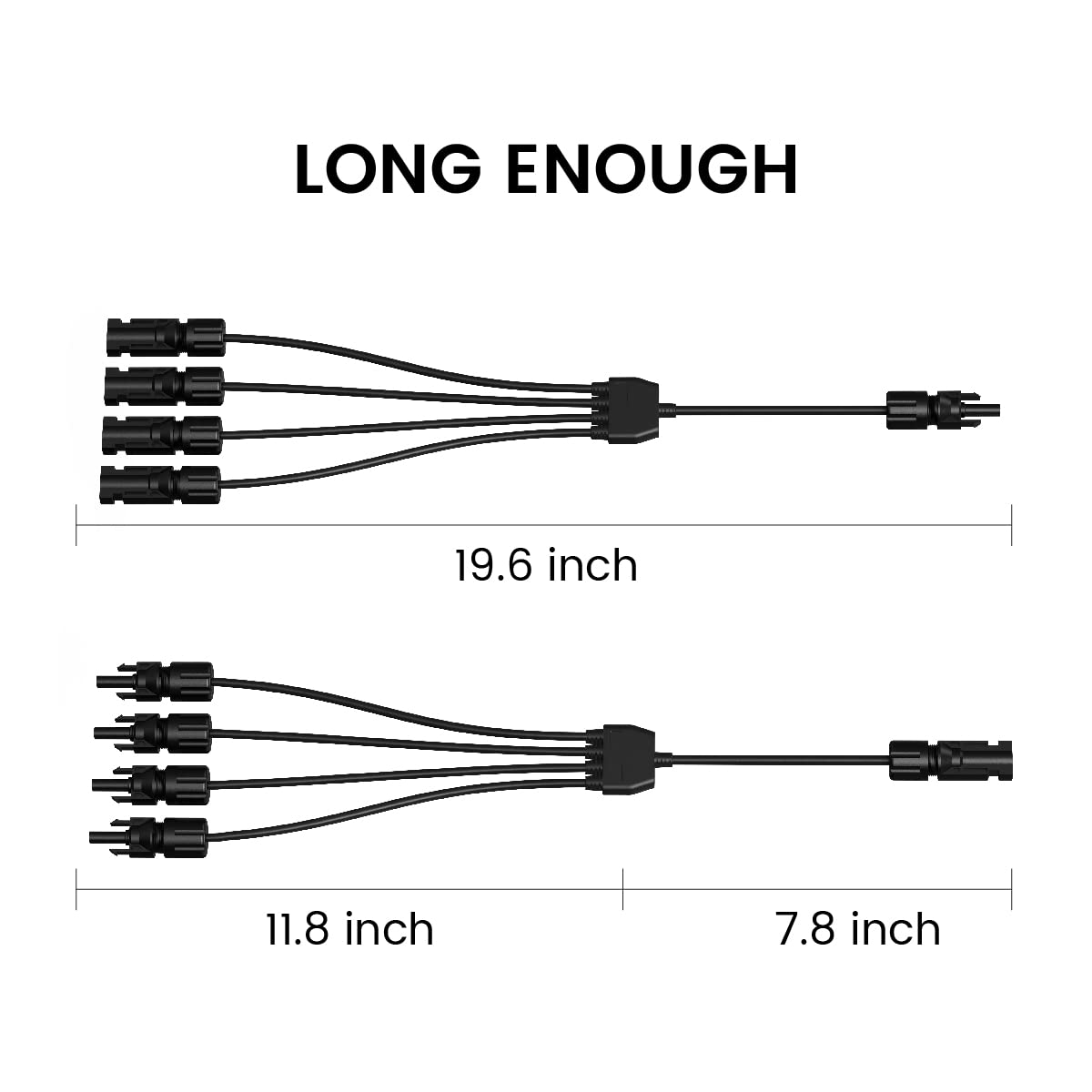 Nurzviy SolarEpoch 1-to-4 Solar Panel Connector Parallel Adapter Cable Solar Connectors Y Branch Parallel Wire Plug Tool Kit for Solar Panel (M/FFFF and F/MMMM)