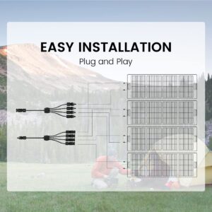 Nurzviy SolarEpoch 1-to-4 Solar Panel Connector Parallel Adapter Cable Solar Connectors Y Branch Parallel Wire Plug Tool Kit for Solar Panel (M/FFFF and F/MMMM)