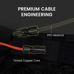 Nurzviy SolarEpoch 3-in-1 Solar Panel Connector Extension Cable Splitter, Compatible with Anderson Connector DC 8mm Adapter XT60 Female Connector