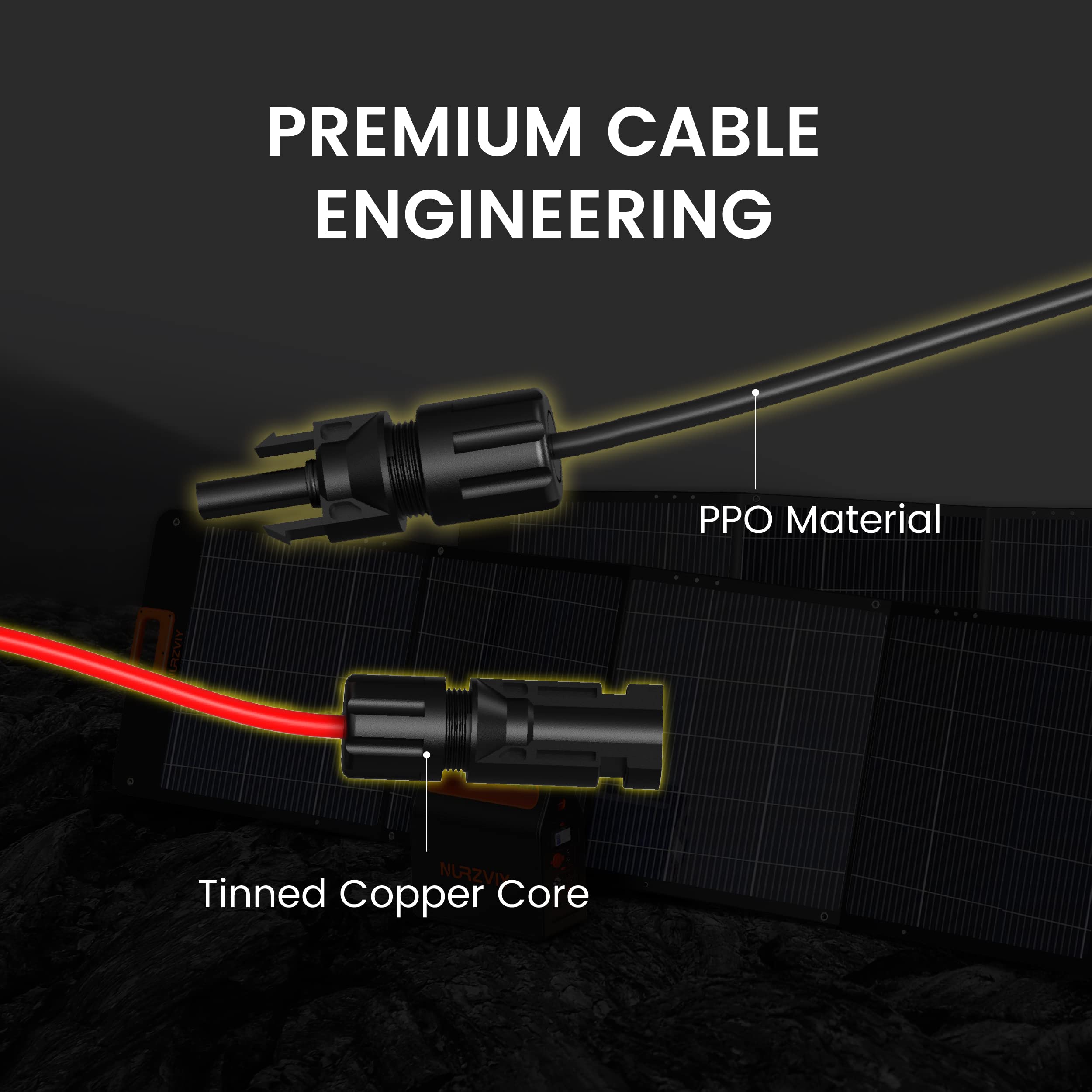 Nurzviy SolarEpoch 3-in-1 Solar Panel Connector Extension Cable Splitter, Compatible with Anderson Connector DC 8mm Adapter XT60 Female Connector