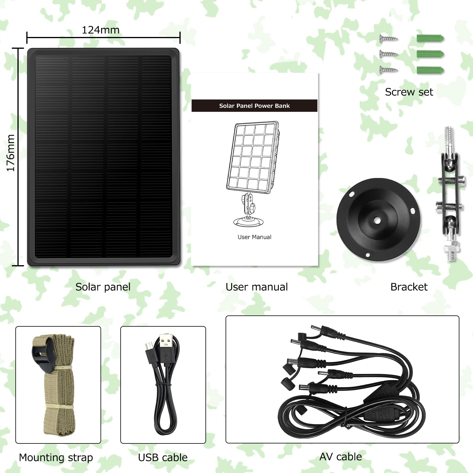 Trail Camera Solar Panel, VANBAR Solar Battery Charger Kit 12V 6V Output Solar Panel with 10000mAh Rechargeable Lithium Battery IP66 Waterproof for All Trail Hunting Camera