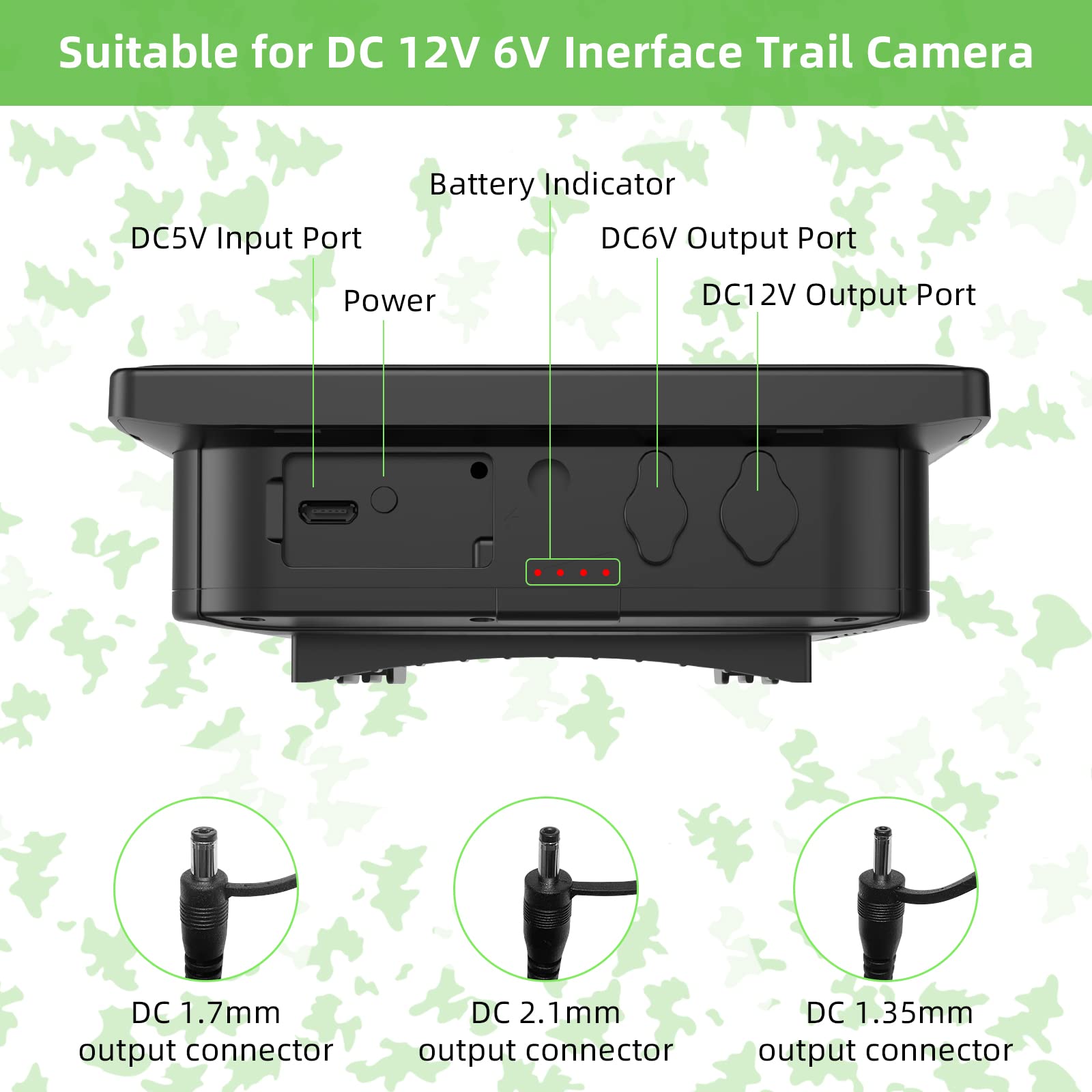 Trail Camera Solar Panel, VANBAR Solar Battery Charger Kit 12V 6V Output Solar Panel with 10000mAh Rechargeable Lithium Battery IP66 Waterproof for All Trail Hunting Camera