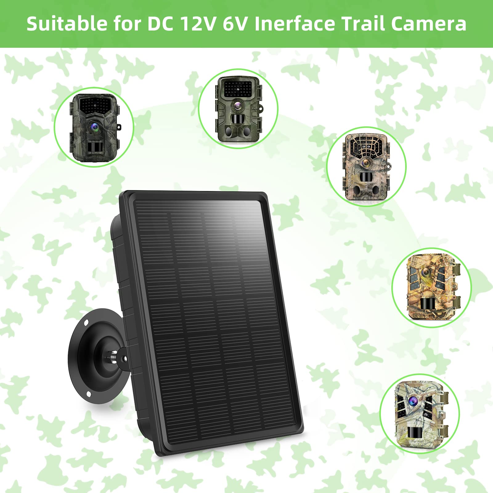 Trail Camera Solar Panel, VANBAR Solar Battery Charger Kit 12V 6V Output Solar Panel with 10000mAh Rechargeable Lithium Battery IP66 Waterproof for All Trail Hunting Camera