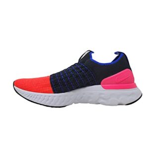 nike women's react phantom run flyknit 2, black/bright crimson, 8.5