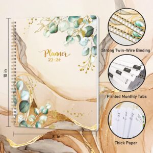 Academic Planner 2023-2024, July 2023 - June 2024, Weekly Planner, 8'' x 10'', Monthly Tabs, Holidays, Twin-wire Binding, Thick Paper, Check Boxes, Flexible Cover