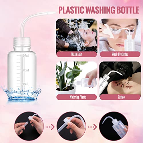 250ml/8.45fl.oz Eyelash Extension Cleanser Lash Shampoo Mini USB Portable Lash Fan Eyelid Shampoo Brush Eye Gel Pads Wash Bottle Mascara Brush Microbrush Makeup Remover Pad,Gentle Oil Free (Rose)