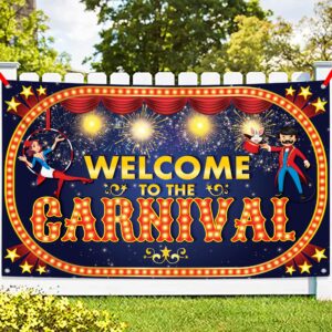 katchon, welcome to the carnival banner - xtralarge, 72x44 inch, carnival decorations | carnival backdrop for birthday party | carnival theme party decorations for event | carnival party decorations