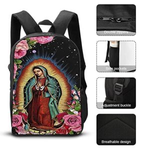 Waygotee Our Lady of Guadalupe Virgin Mary 3D Print Backpacks Bookbag Laptop Travel Bag Unisex for Adult Gifts 17 Inches