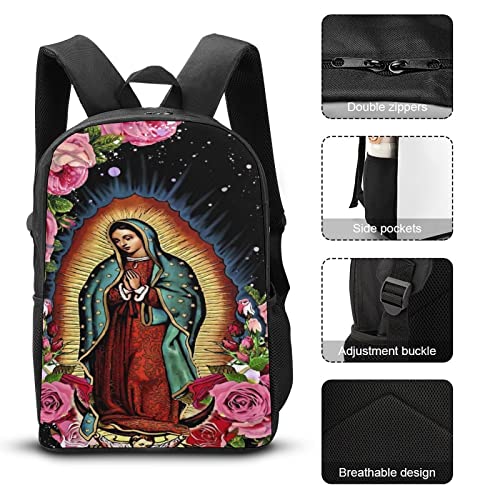 Waygotee Our Lady of Guadalupe Virgin Mary 3D Print Backpacks Bookbag Laptop Travel Bag Unisex for Adult Gifts 17 Inches