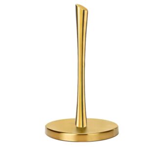 Paper Towel Holder countertop, Free-Standing Kitchen roll Holder for Kitchen Bathroom, Gold Paper Towel Holder Stand Dispenser with Stainless Base Fits Standard (Gold)…