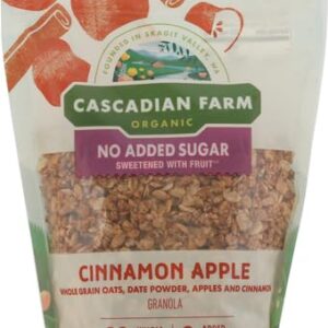 Cascadian Farm Organic Granola with No Added Sugar, Cinnamon Apple Cereal, Resealable Pouch, 11 oz.