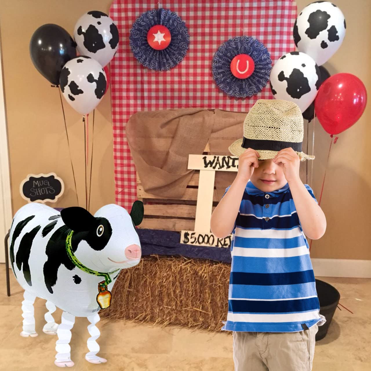 3PCS Cow Balloons Cow Party Favors Mylar Cow Balloon Birthday Decorations Cow Walking Balloons Farm Party Balloons Black White Balloons Walking Animal Balloons Western Party