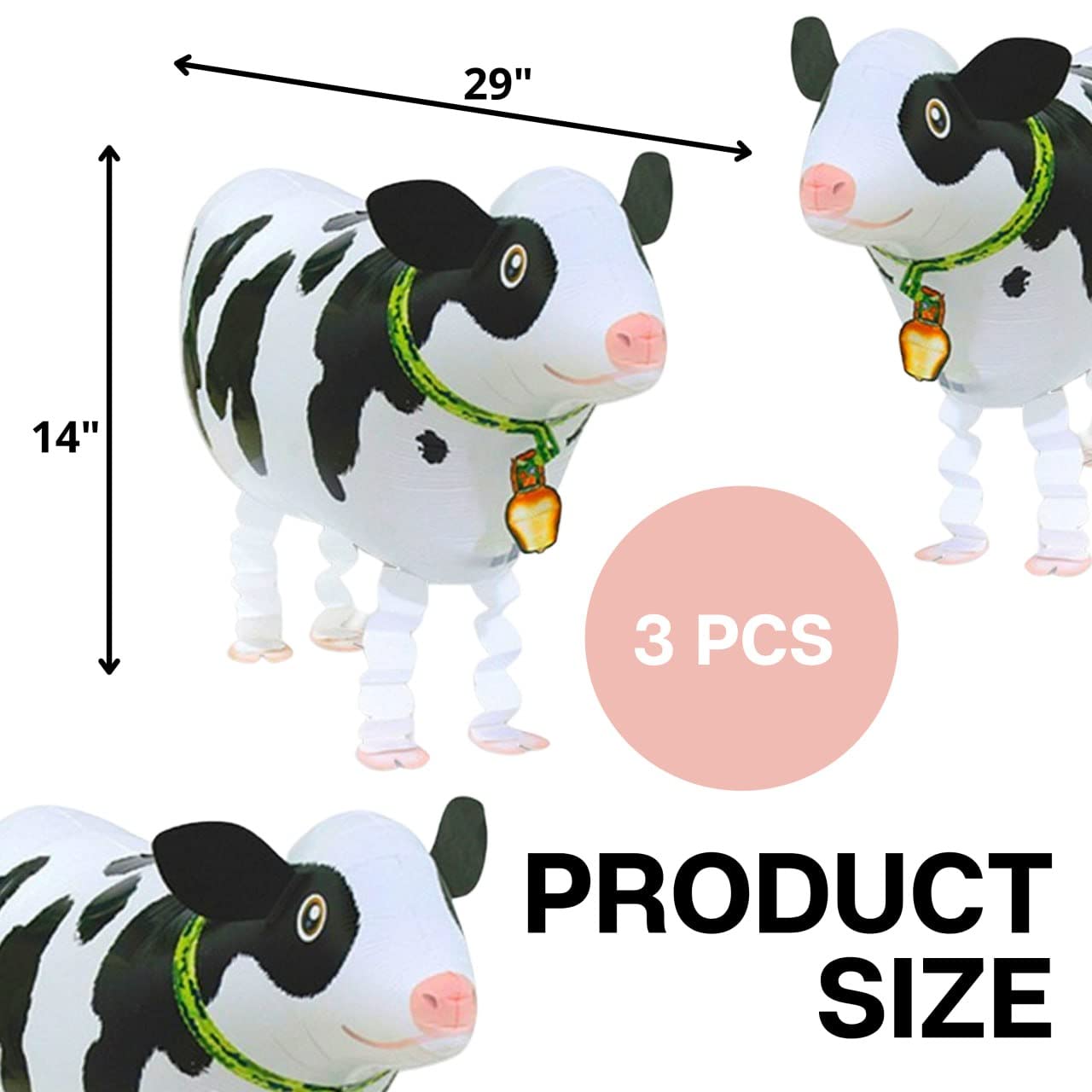 3PCS Cow Balloons Cow Party Favors Mylar Cow Balloon Birthday Decorations Cow Walking Balloons Farm Party Balloons Black White Balloons Walking Animal Balloons Western Party