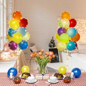 Amandir 2 Set Balloon Stand Kit for Floor with Lights, Include 32Pcs Rainbow Latex Confetti Balloons, Balloon Column Stand for Wedding Birthday Party