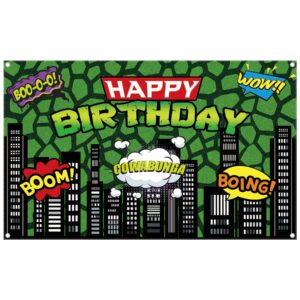 yriujul 72x43inch fabric ninja superhero birthday backdrop green comics cityscape buildings photography background boy kids party decorations photo banner props