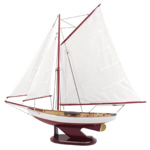 nautimall 26" wooden sailboat decor model ship model bermuda sloop boat model handmade nautical modern yacht sail boat schooner model coastal home decor coastal gift scale