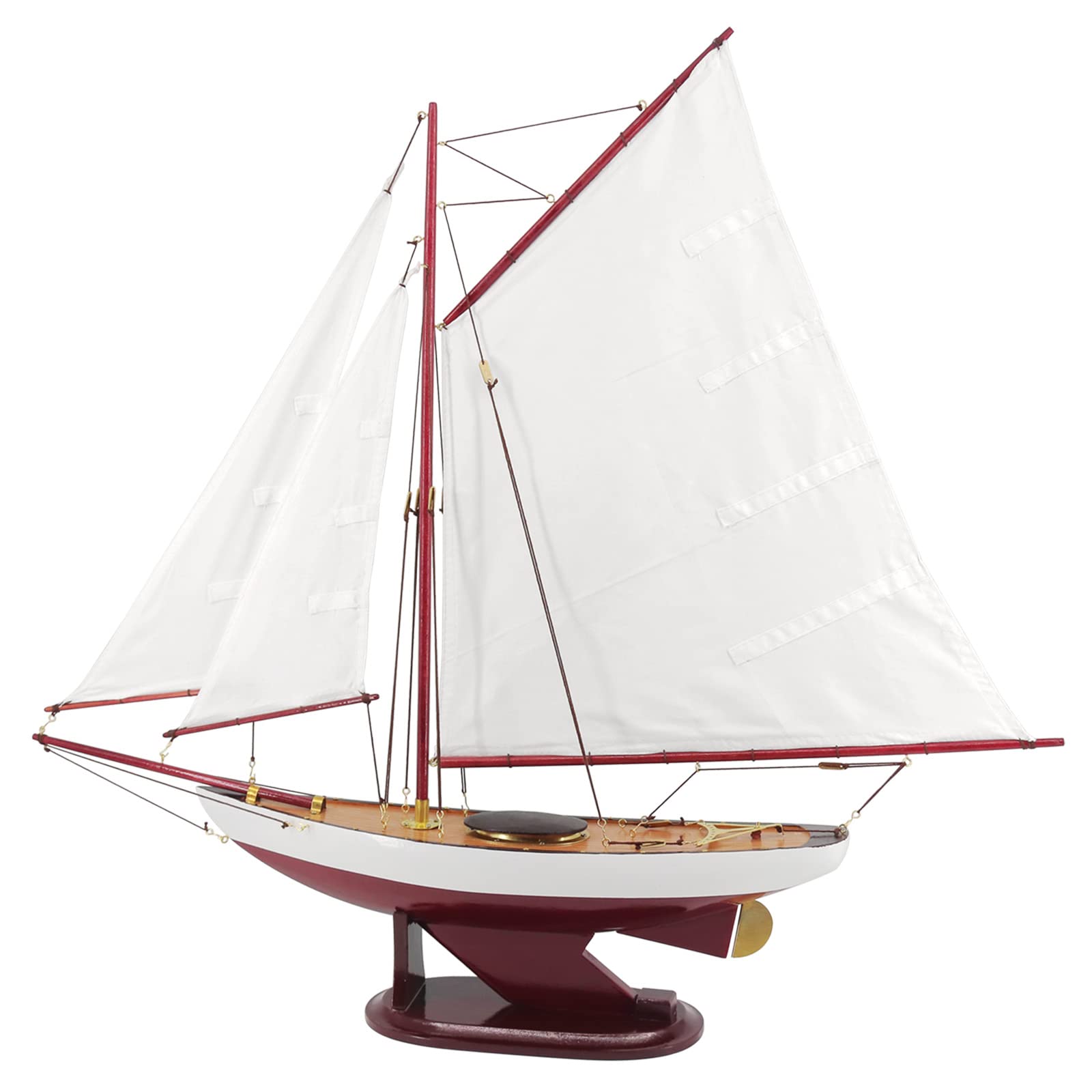 NAUTIMALL 26" Wooden Sailboat Decor Model Ship Model Bermuda Sloop Boat Model Handmade Nautical Modern Yacht sail Boat Schooner Model Coastal Home Decor Coastal Gift Scale