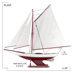 NAUTIMALL 26" Wooden Sailboat Decor Model Ship Model Bermuda Sloop Boat Model Handmade Nautical Modern Yacht sail Boat Schooner Model Coastal Home Decor Coastal Gift Scale