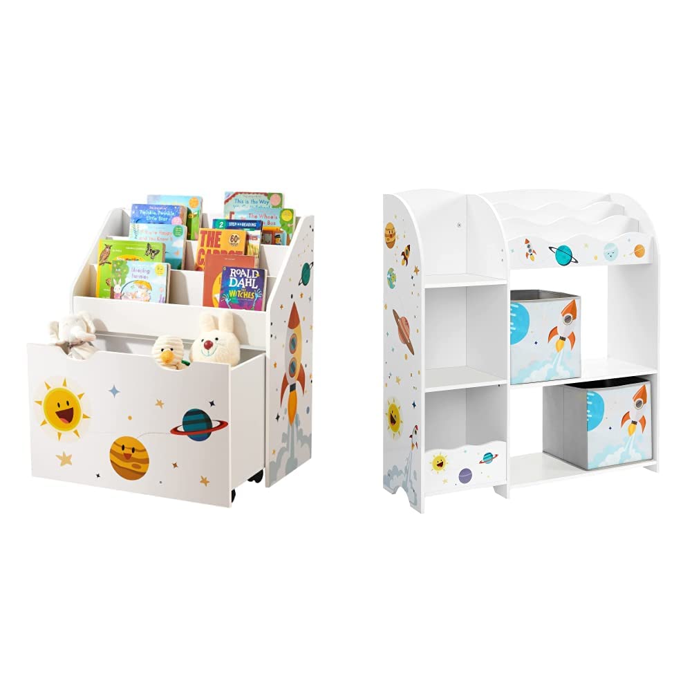 SONGMICS Kids Bookcase and Toy Organizer Bundle (2 Items)