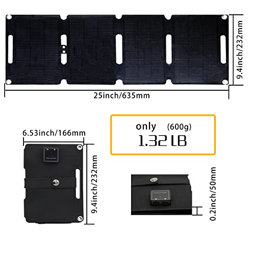 USB Solar Panel for Camping, 20W Portable Solar Charger, Dual USB(5V/3A) Folding SunPower Panel for Cellphone, Tablet, Samsung Galaxy, Bluetooth Headset and Other USB Devices