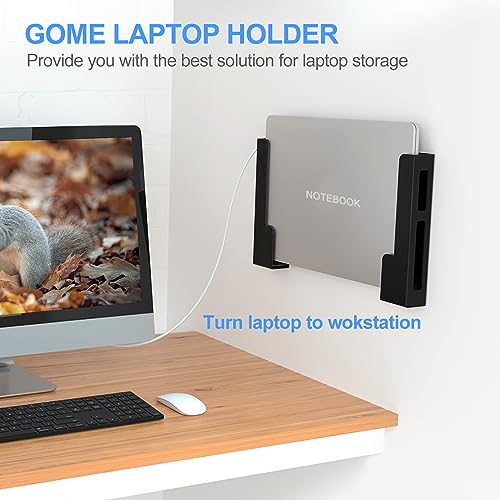 GOME Laptop Wall Mount Metal Bracket with Felt Board to Protect Your Laptop, Laptop Wall Mount Holder Shelf with Screws to Enhanced Stability